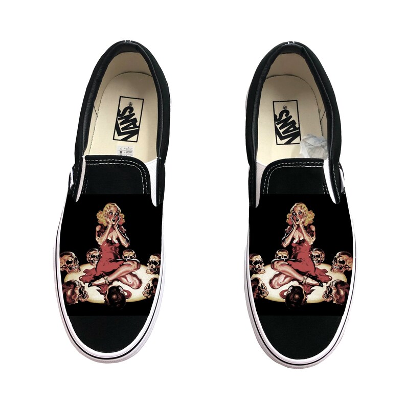 Horror Movie Skull Scary Halloween Custom Slip on Vans - Etsy