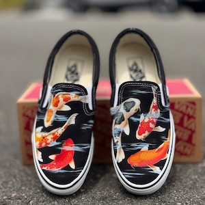Koi Pond - Black Slip on Vans Fancy Carp Fish Japanese Goldfish Koi ...