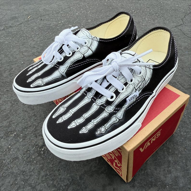 Custom Skeleton Feet X-ray Vans Authentic Lace up Shoes - Customized ...