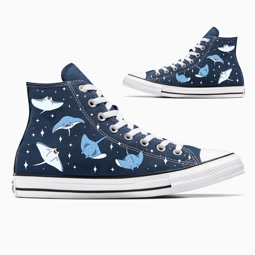 Manta Ray Navy Converse Chuck Taylor High Top Shoes - Etsy