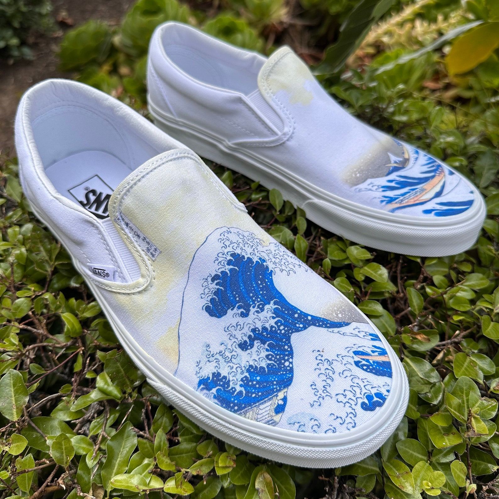 The Great Wave off Kanagawa Custom Slip on Vans - Men's and Women's ...