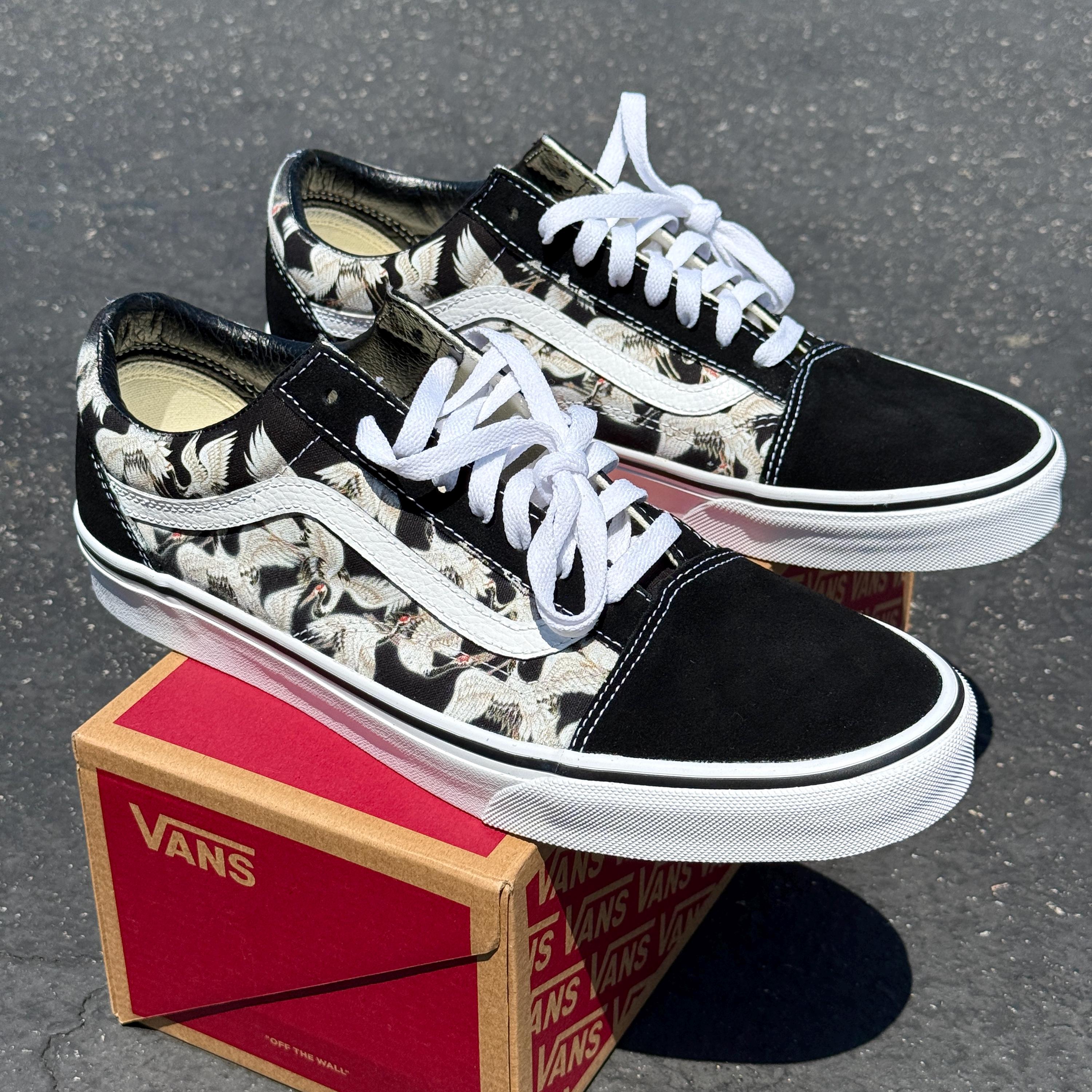 Custom Crane Slip on Vans - Gift for Bird Watcher, Japanese Gift ...