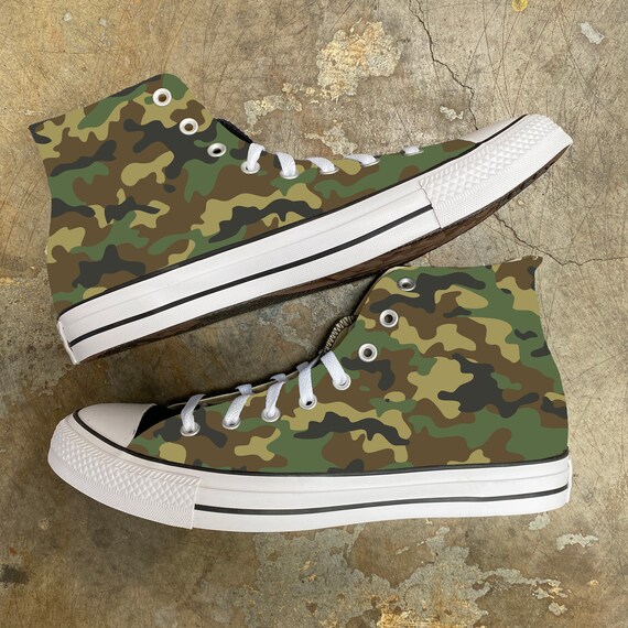 Classic OG Camo Green Camouflage Custom High Top Converse | Etsy