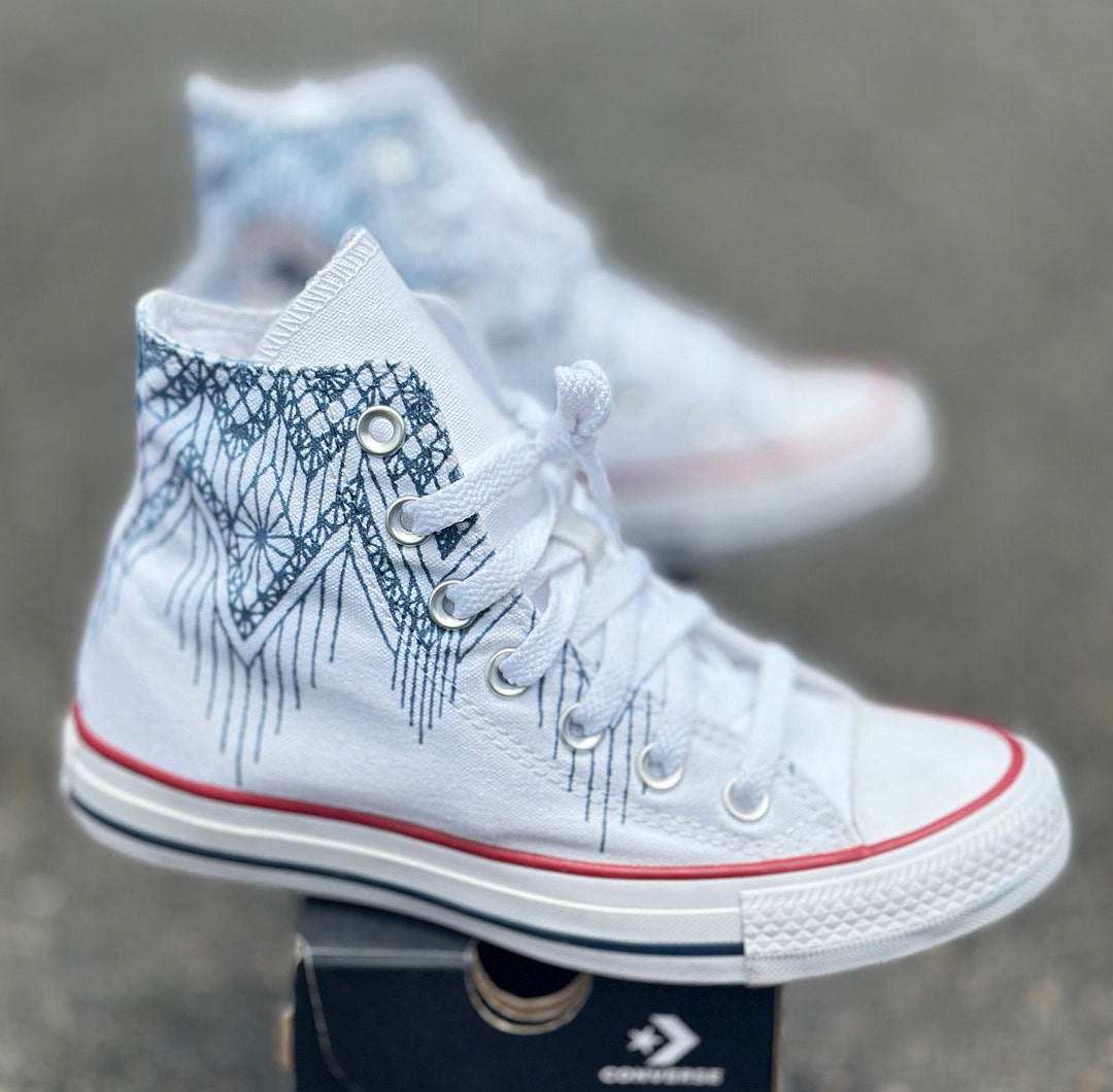 Bohemian Style White High Top Converse -boho Shoes for Women - Etsy
