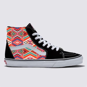 African Pattern on Vans Sk8-hi Shoes - Customized Black Sk8-hi Top Vans ...