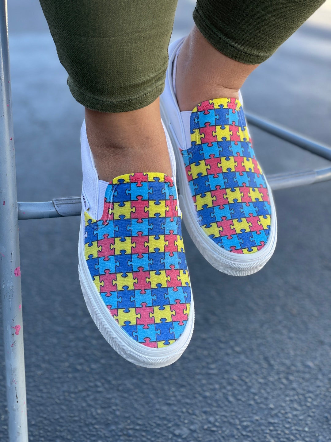 Custom Vans Shoes Puzzle Pieces Autism Awareness Slip on Shoes for ...