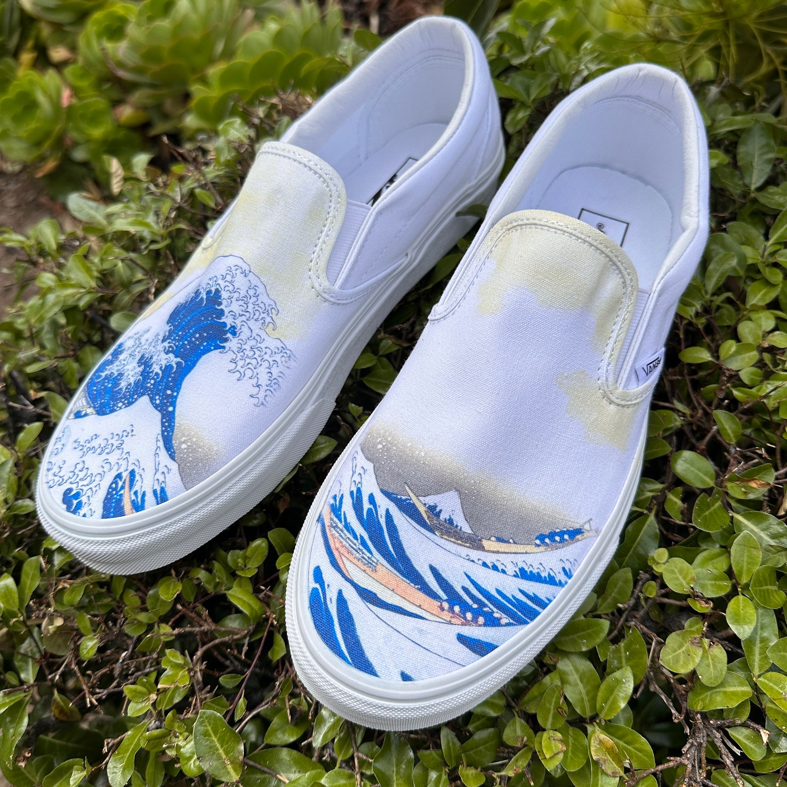 The Great Wave off Kanagawa Custom Slip on Vans - Men's and Women's ...
