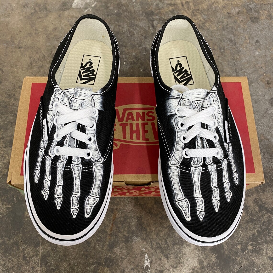 Custom Skeleton Feet X-ray Black/white Vans Authentic Lace up - Etsy