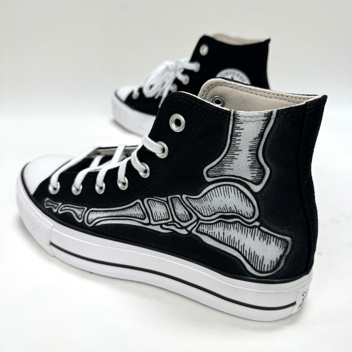 Platform Custom Skeleton Feet Shoes - Converse High Top for Women - Etsy