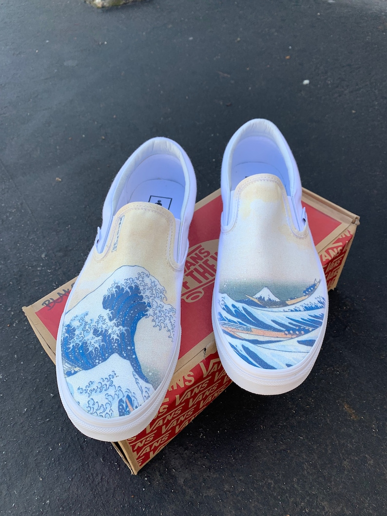 The Great Wave off Kanagawa Custom Slip on Vans - Men's and Women's ...