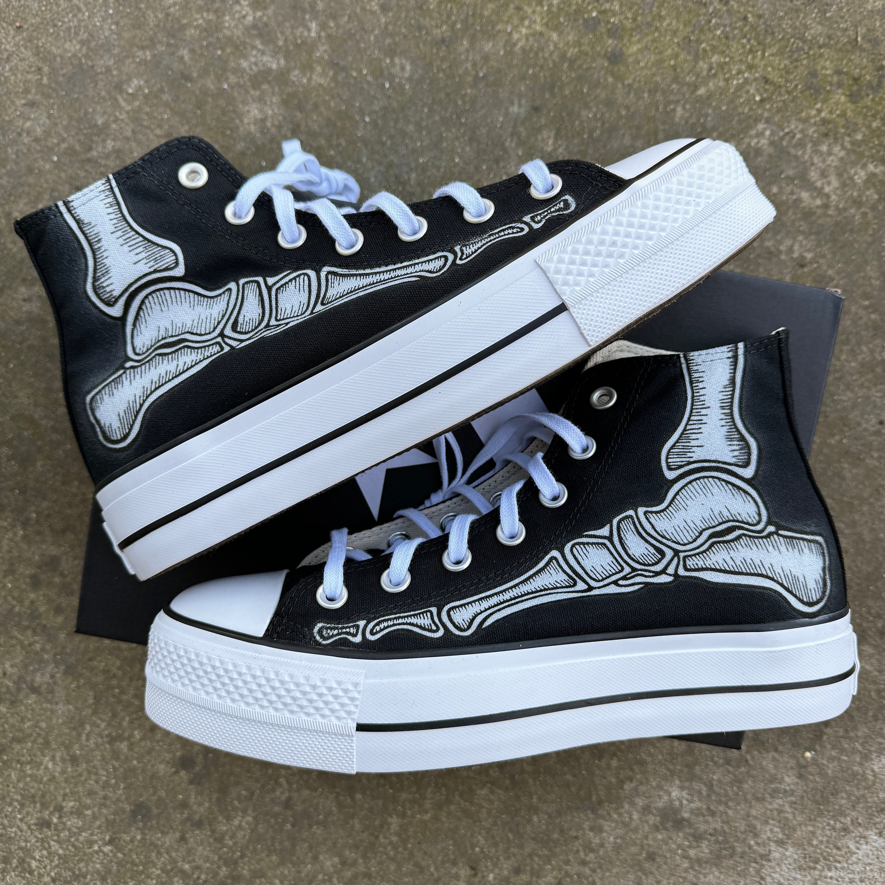 Platform Custom Skeleton Feet Shoes - Converse High Top for Women - Etsy
