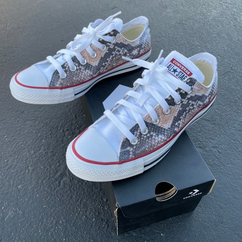 Snake Skin Shoes Custom Low Top Converse | Etsy