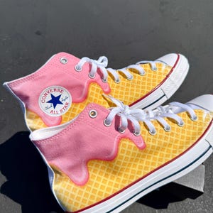 Waffle Cone Ice Cream Drip White Converse High Top Shoes - Women's and ...
