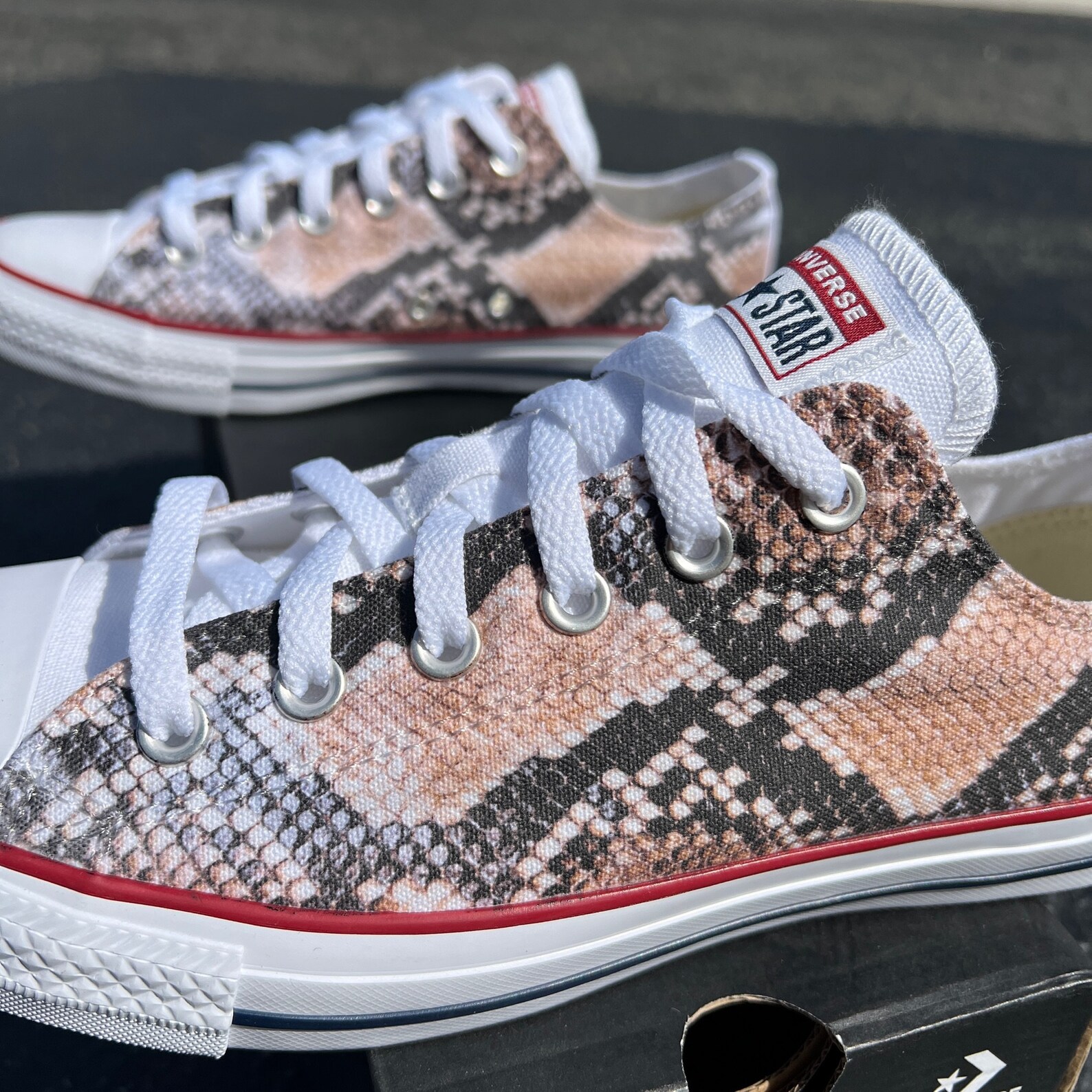 Snake Skin Shoes Custom Low Top Converse - Etsy