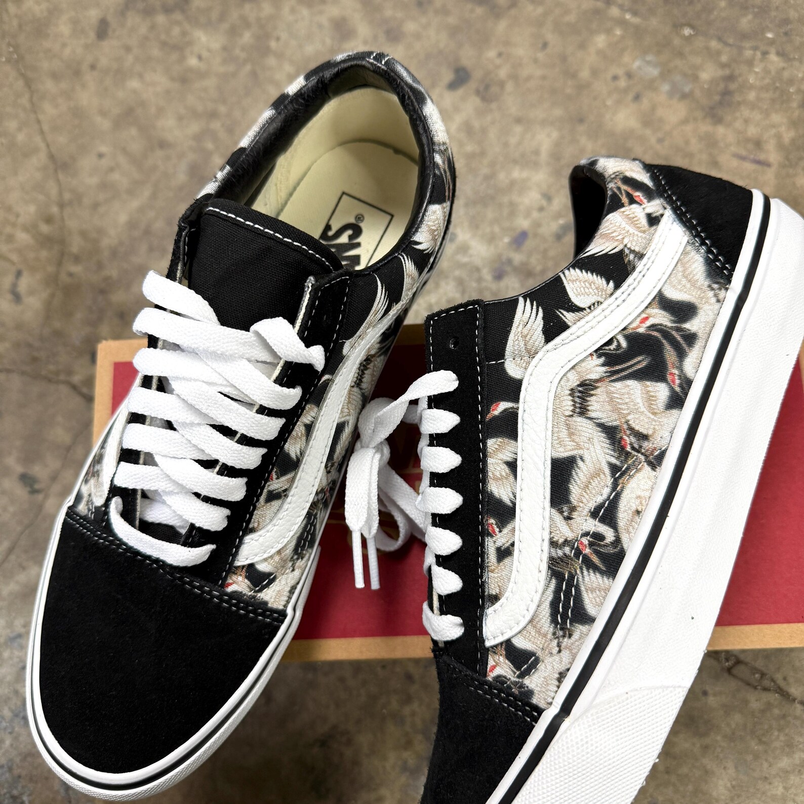 Custom Crane Slip on Vans - Gift for Bird Watcher, Japanese Gift ...