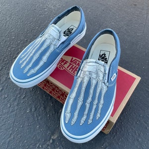 Custom Skeleton Feet X-ray Navy Slip on Vans Shoes for Men and Women - Etsy
