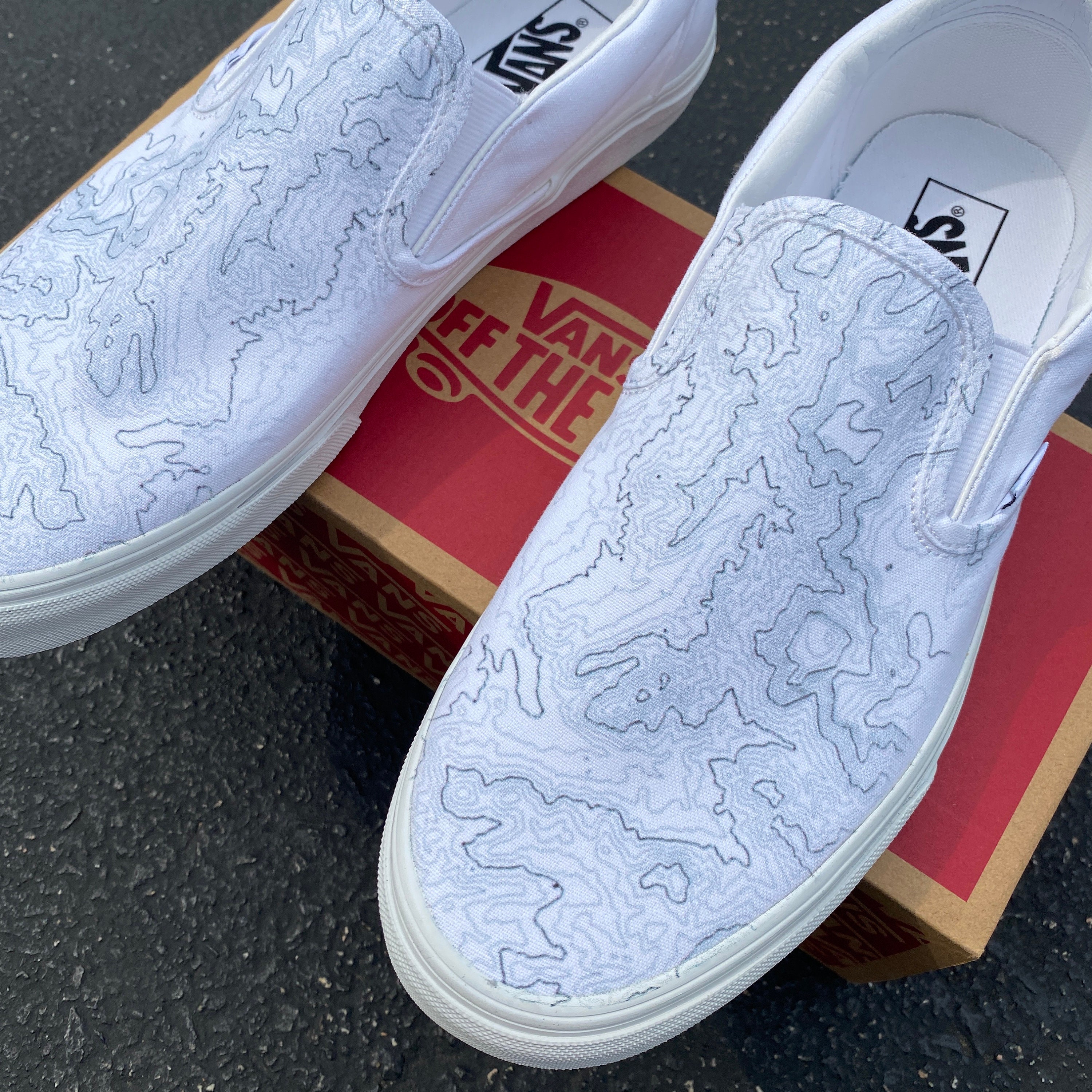 Custom Vans Slip-ons Topographical Map - Etsy