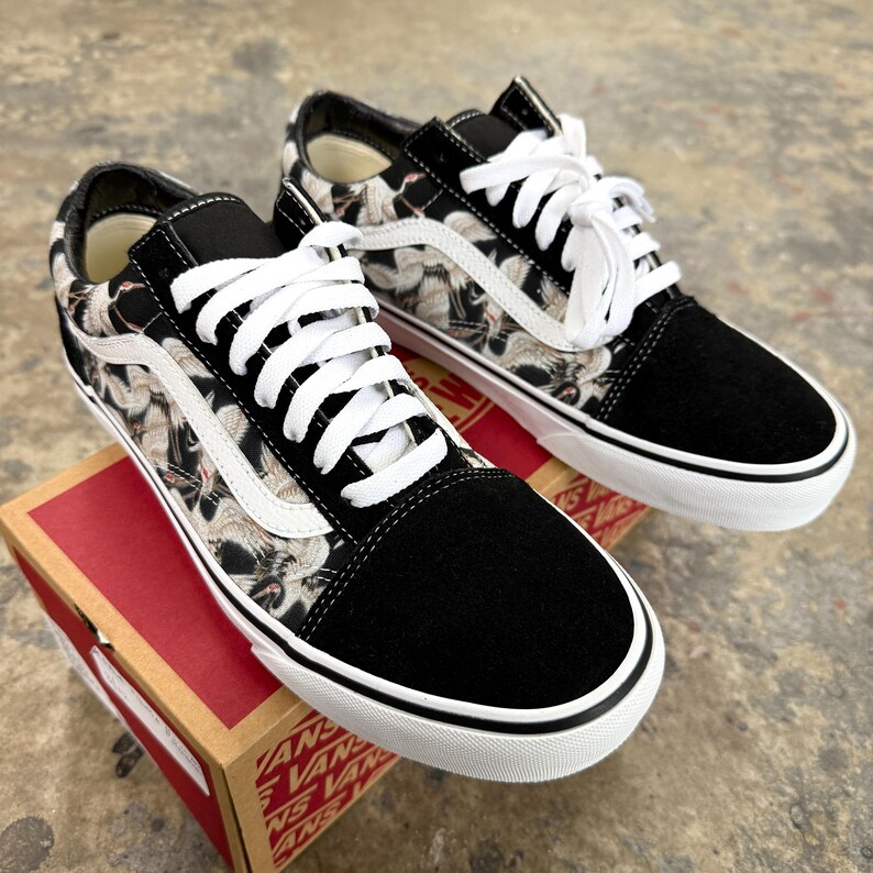 Custom Crane Slip on Vans - Gift for Bird Watcher, Japanese Gift ...