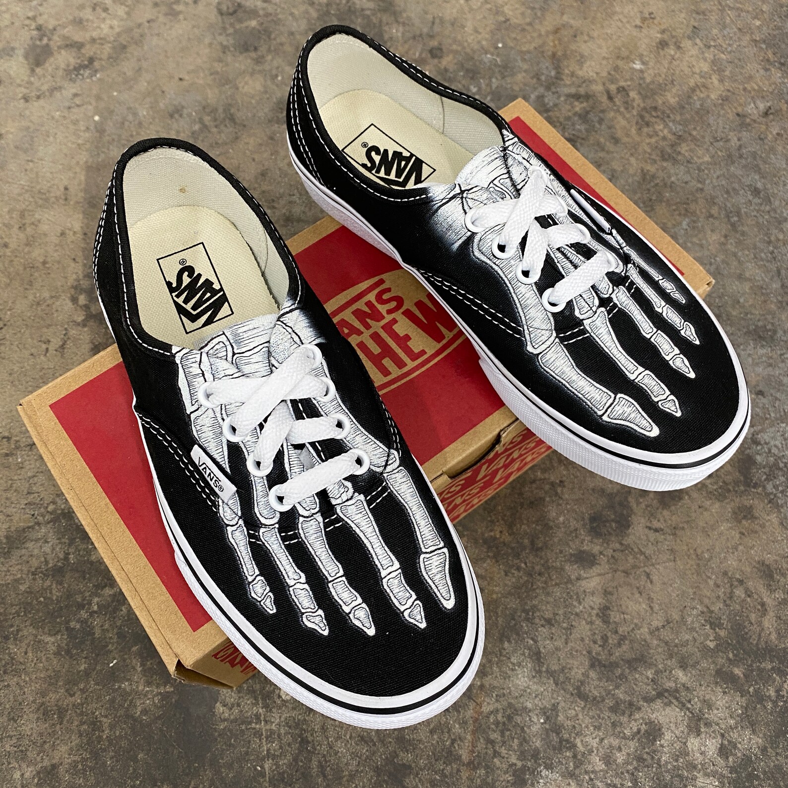 Custom Skeleton Feet X-ray Black/white Vans Authentic Lace up - Etsy