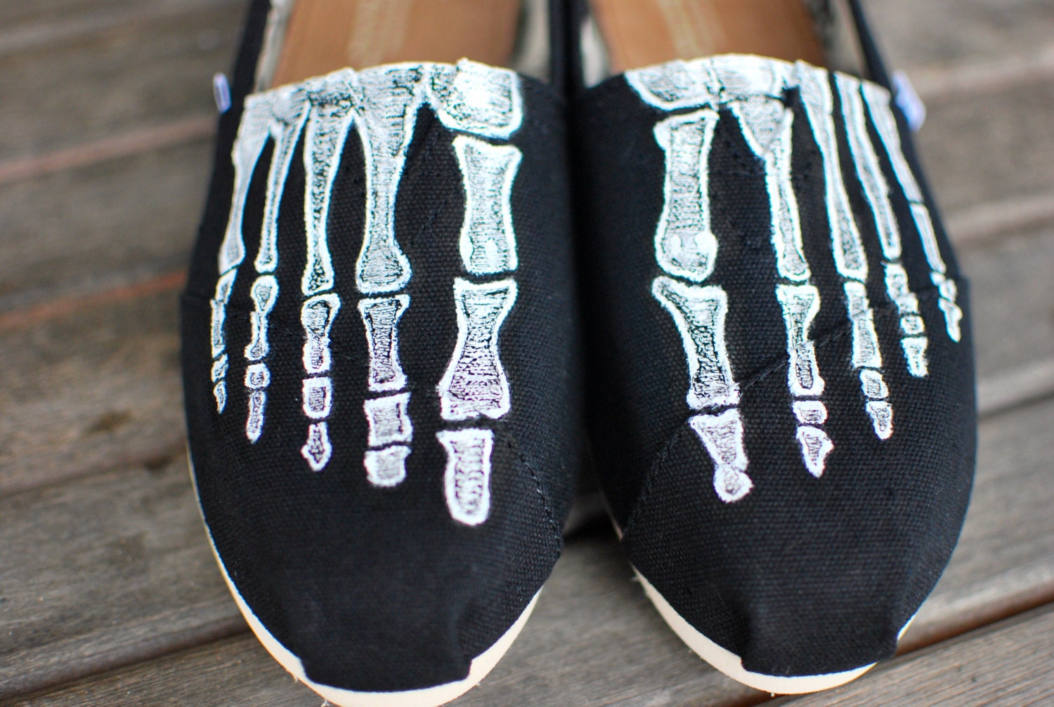 Skeleton X-ray Boney Feet on Black Canvas Classic TOMS Shoes - Etsy