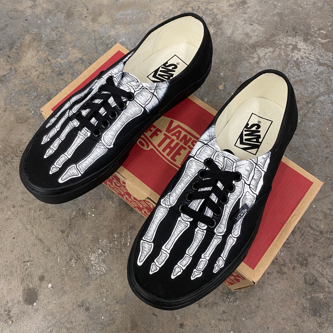 Custom Skeleton Feet X-ray Black/black Vans Authentic Lace up - Etsy