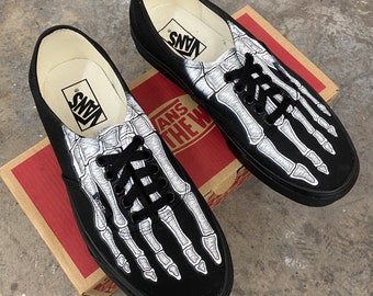 Custom Skeleton Feet X-ray Black/black Vans Authentic Lace up - Etsy