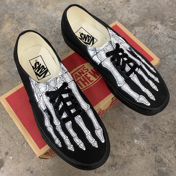 Custom Skeleton Feet X-ray Black/black Vans Authentic Lace up - Etsy