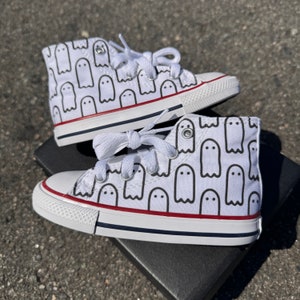 Cute Spooky Ghost Pattern Custom Converse Shoes for Toddlers and Kids ...