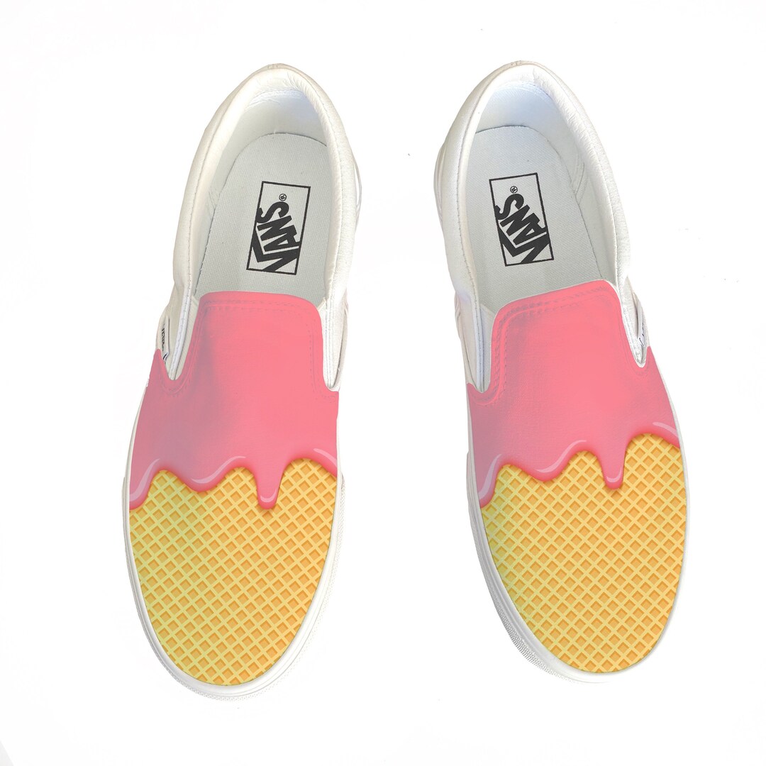 Ice Cream Dripping on Waffle Cone Vans Slip on Shoes - Women's and Men's Custom Vans Sneakers - Etsy