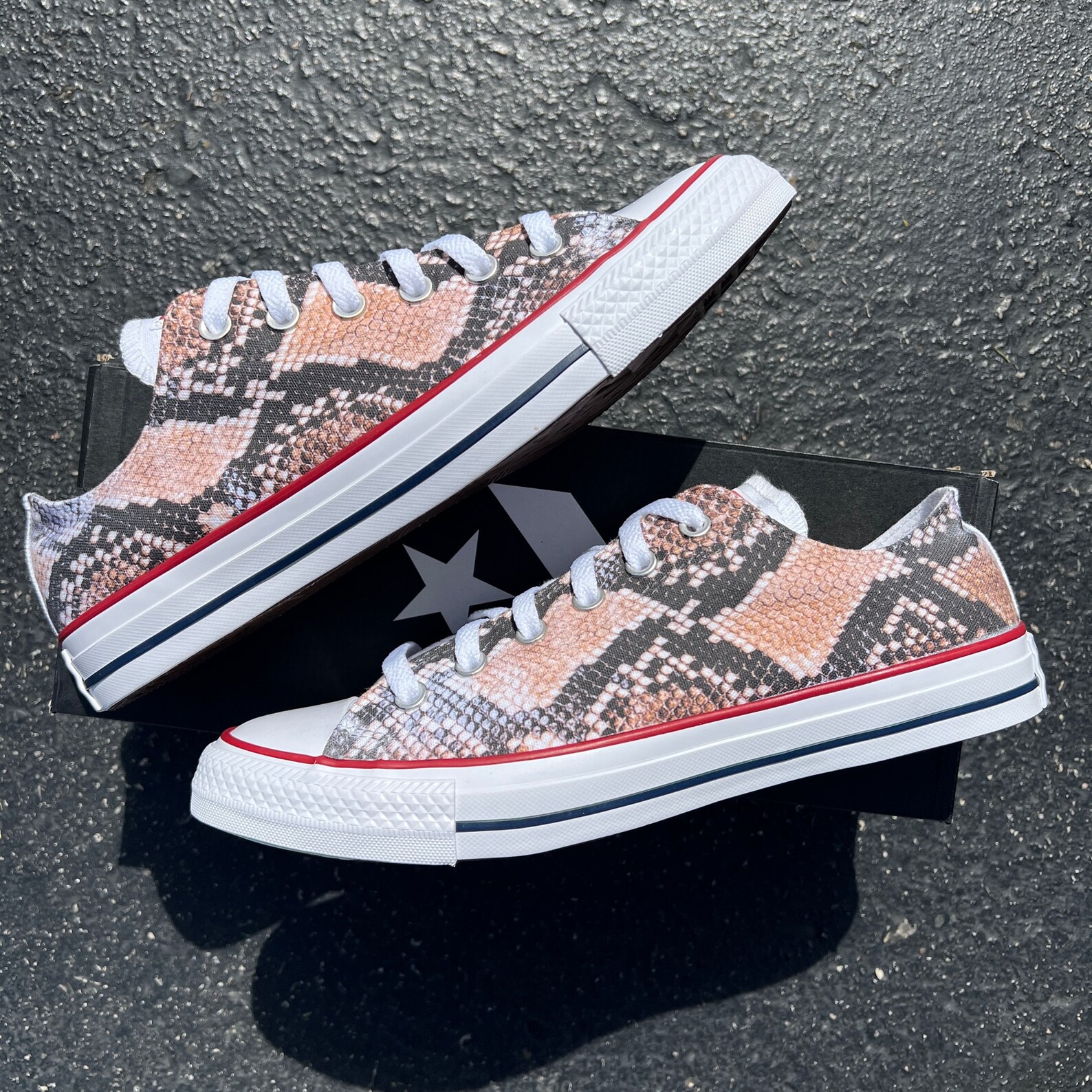 Snake Skin Shoes Custom Low Top Converse - Etsy