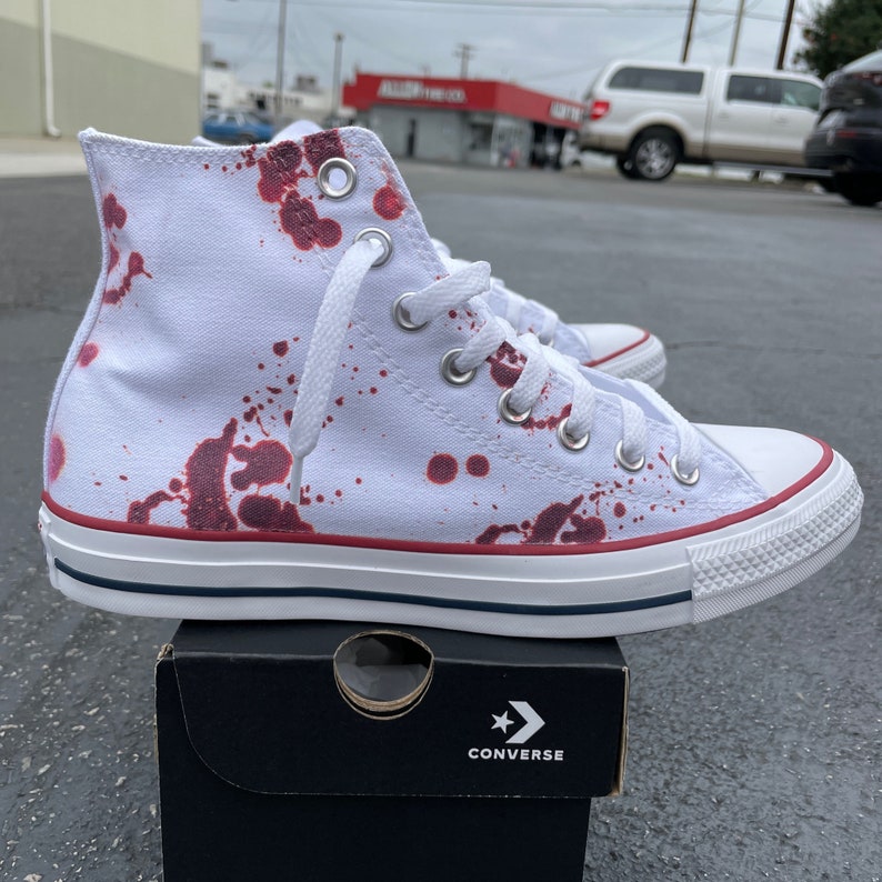 Blood Splatter White High Tops Custom High Top Converse - Etsy