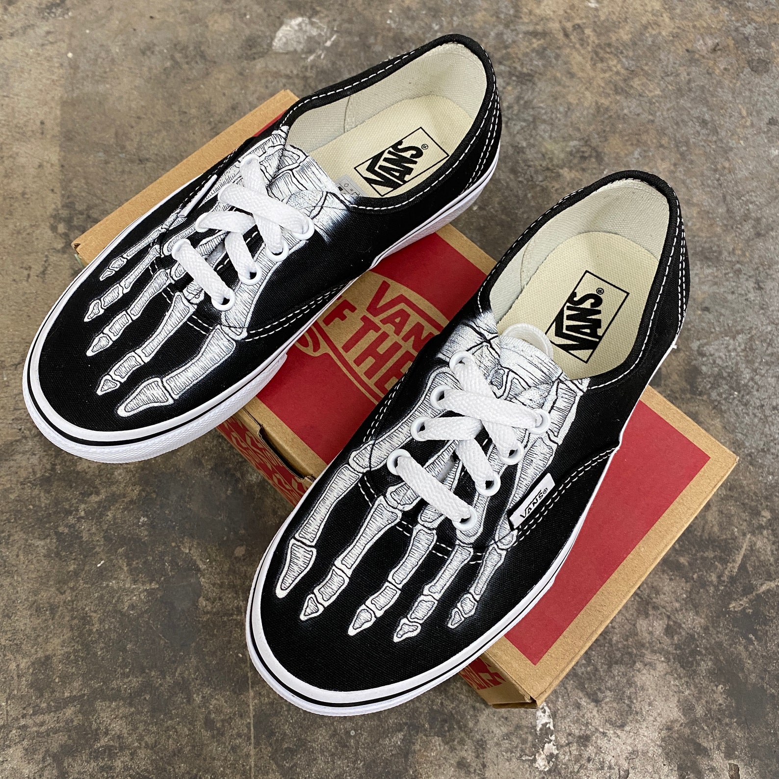 Custom Skeleton Feet X-ray Black/white Vans Authentic Lace up - Etsy