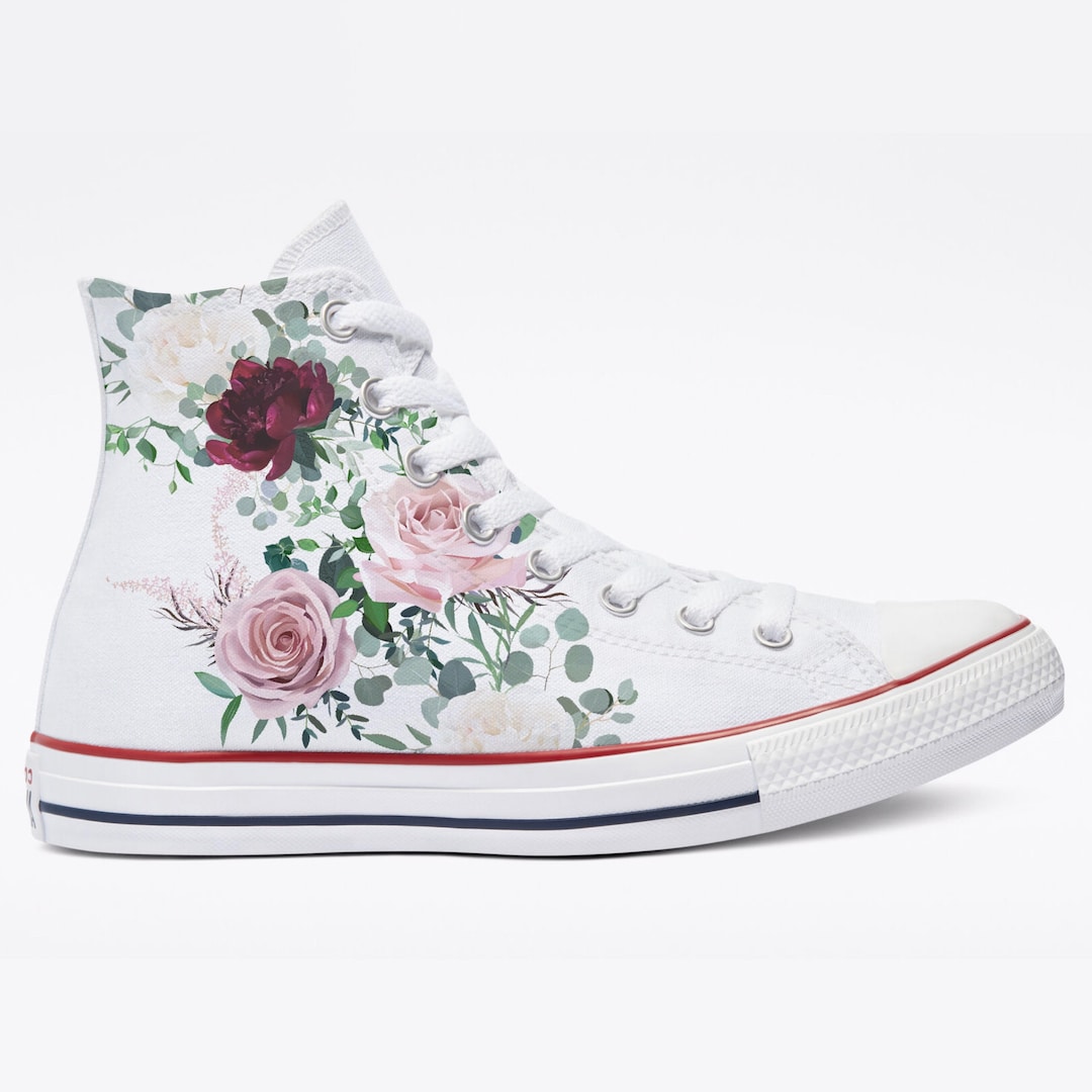 Whimsical Roses on High Top Converse Shoes Custom Floral Sneakers - Etsy