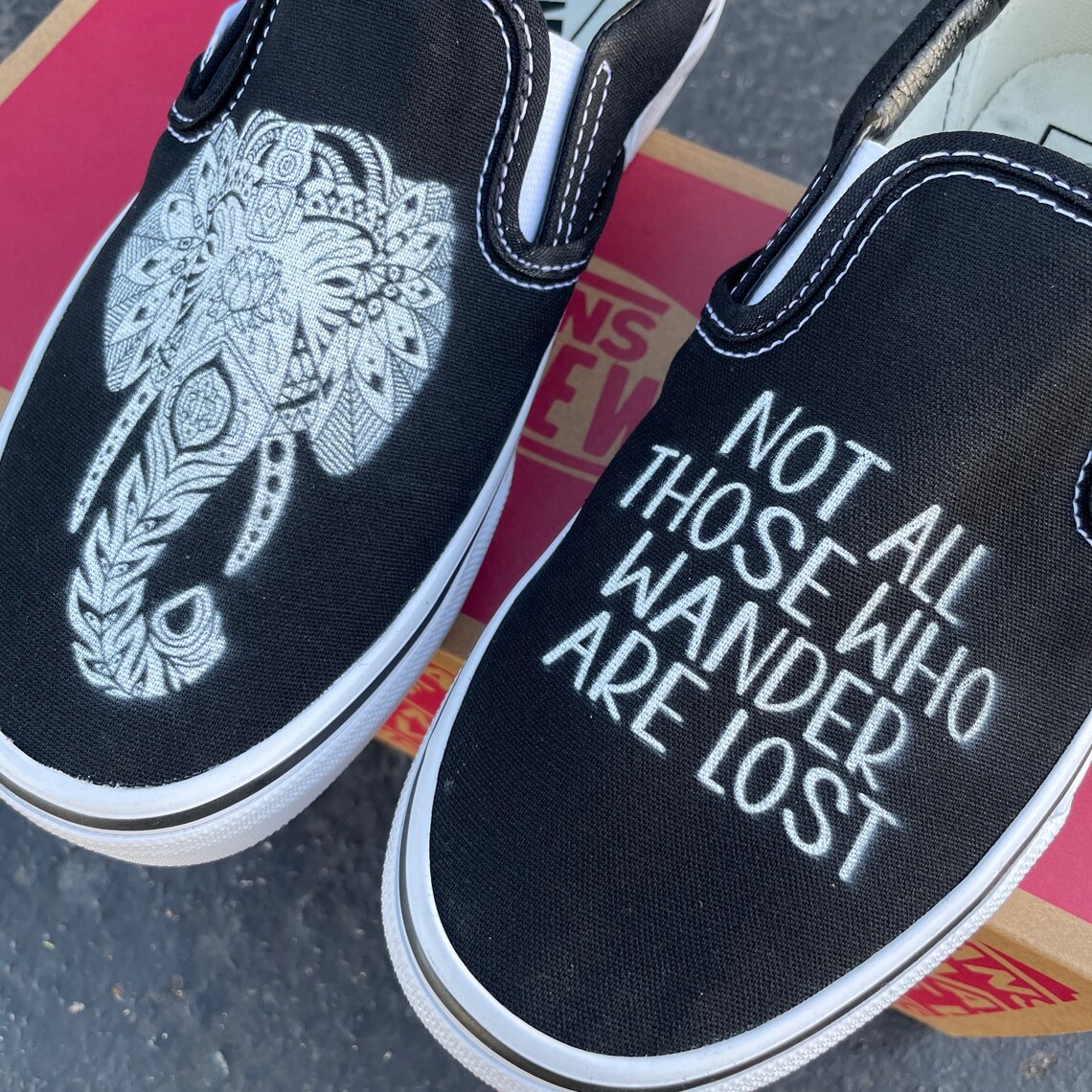 Custom Elephant Vans Slip On Shoes Not All Those Who Wander | Etsy