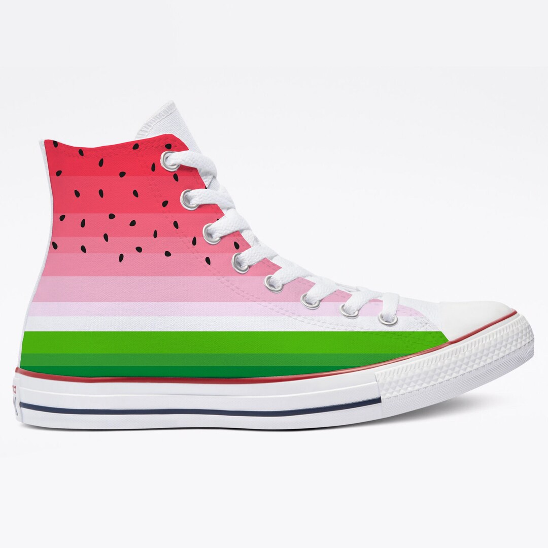 Watermelon Theme High Top Converse Shoes - Men's and Women's Custom Tie ...