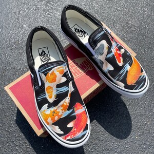Koi Pond - Black Slip on Vans Fancy Carp Fish Japanese Goldfish Koi ...