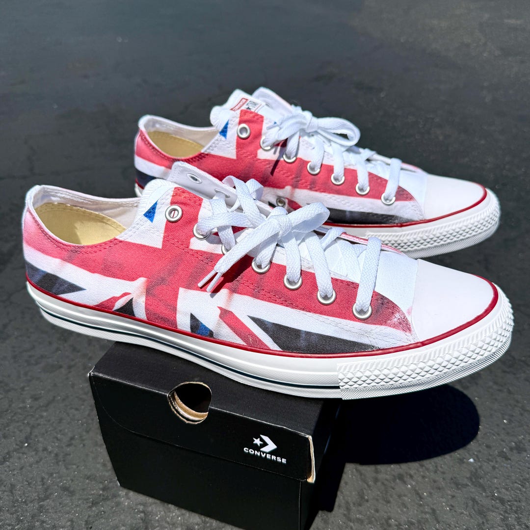 British Flag White Low Top Converse Chuck Taylor for Men and Women ...