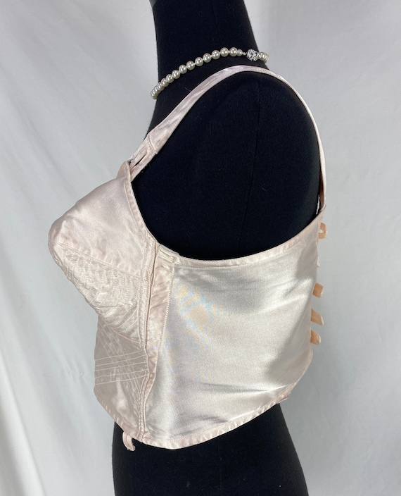 Vtg Circular Bullet Bra Pink Satin Longline Pinup But… - Gem