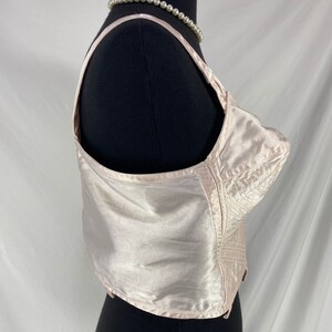 Vtg Circular Bullet Bra Pink Satin Longline Pinup Button Closure 1950's ...