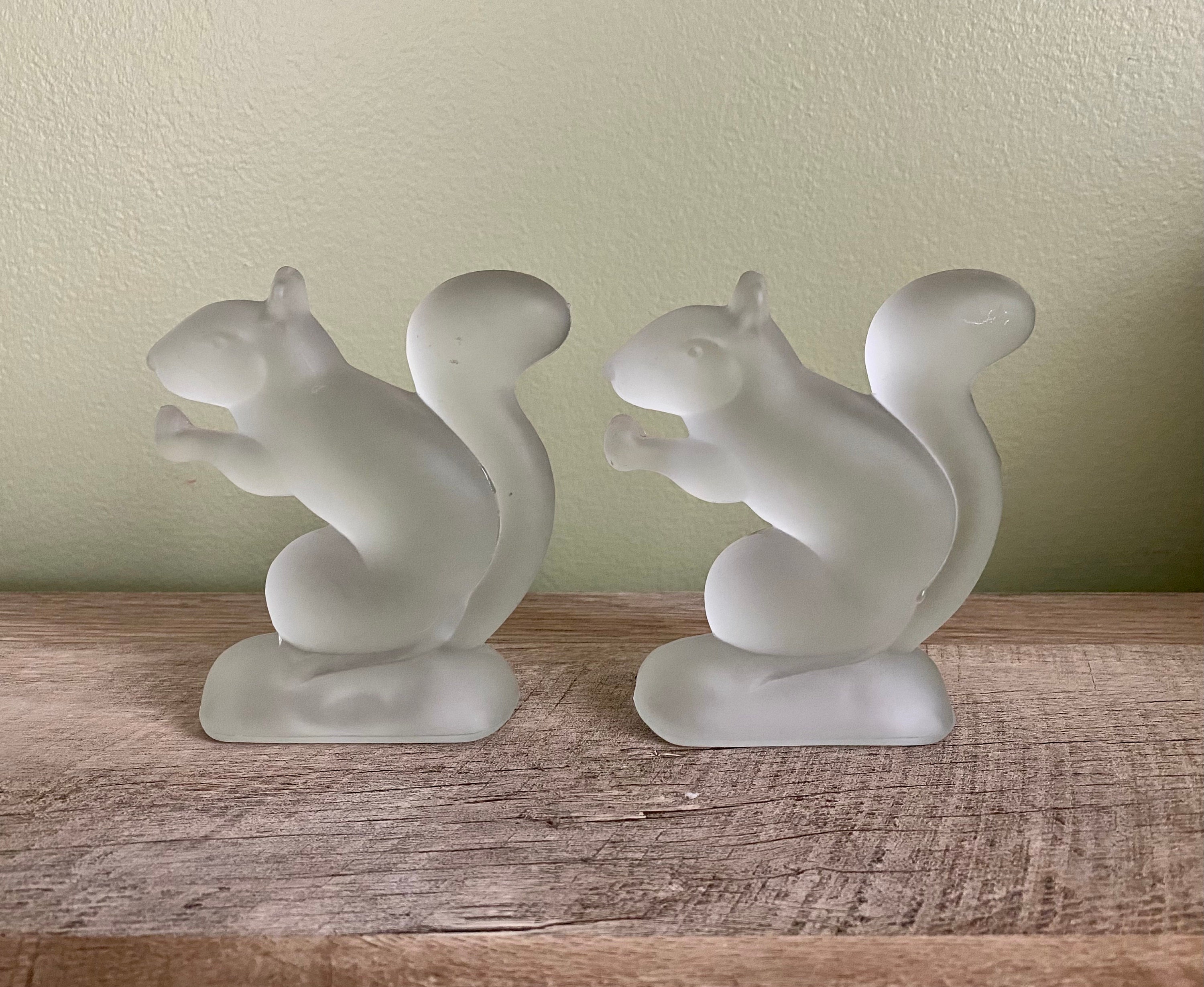 Vintage Pair Frosted Glass Squirrels Paperweights Figurines - Etsy