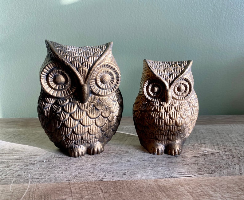 Vintage Owls Pair of Cast Metal Wall Hangings Shelf Sitters - Etsy