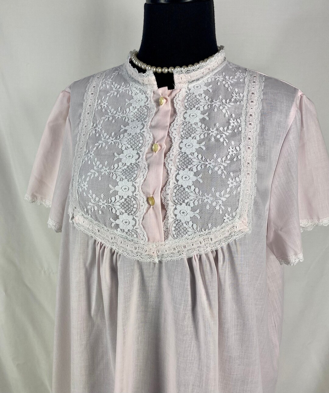 Vintage Lewis Frimel Pale Pink Nightgown Medium Short Sleeve - Etsy