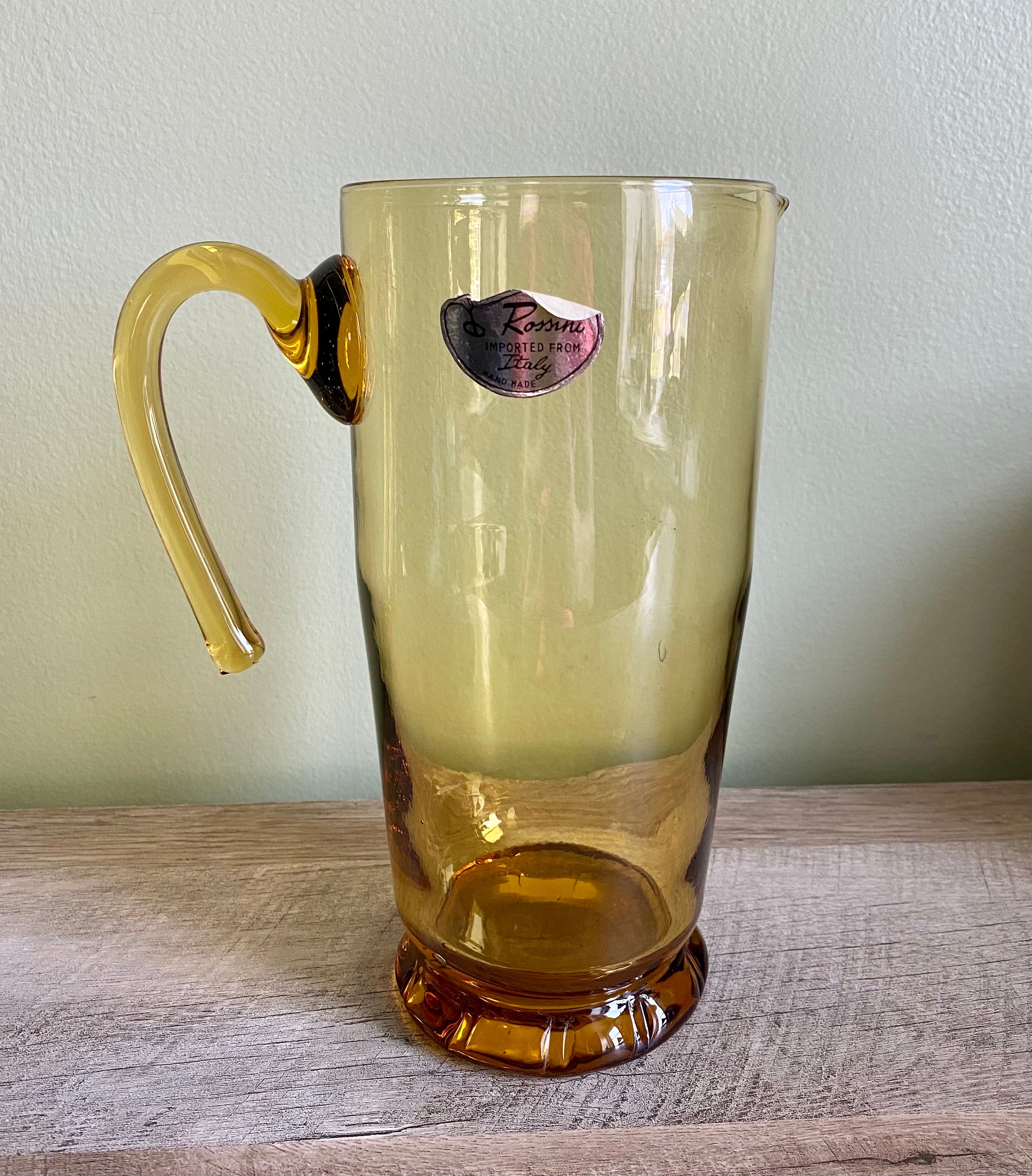 Vintage Italian Rossini Handmade Glass Pitcher Yellow Amber Italy - Etsy