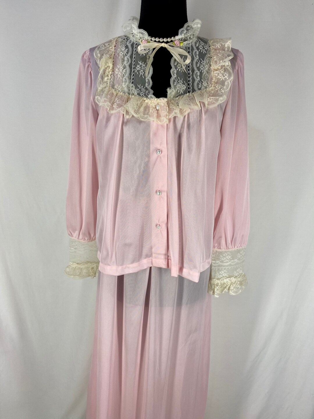 Vintage Lingerie Set Shepler's Mary Jane Western Pink Nightgown Bed ...
