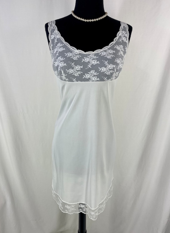 Vintage Henson Kickernick White Sheer Lace Nylon Nigh… - Gem