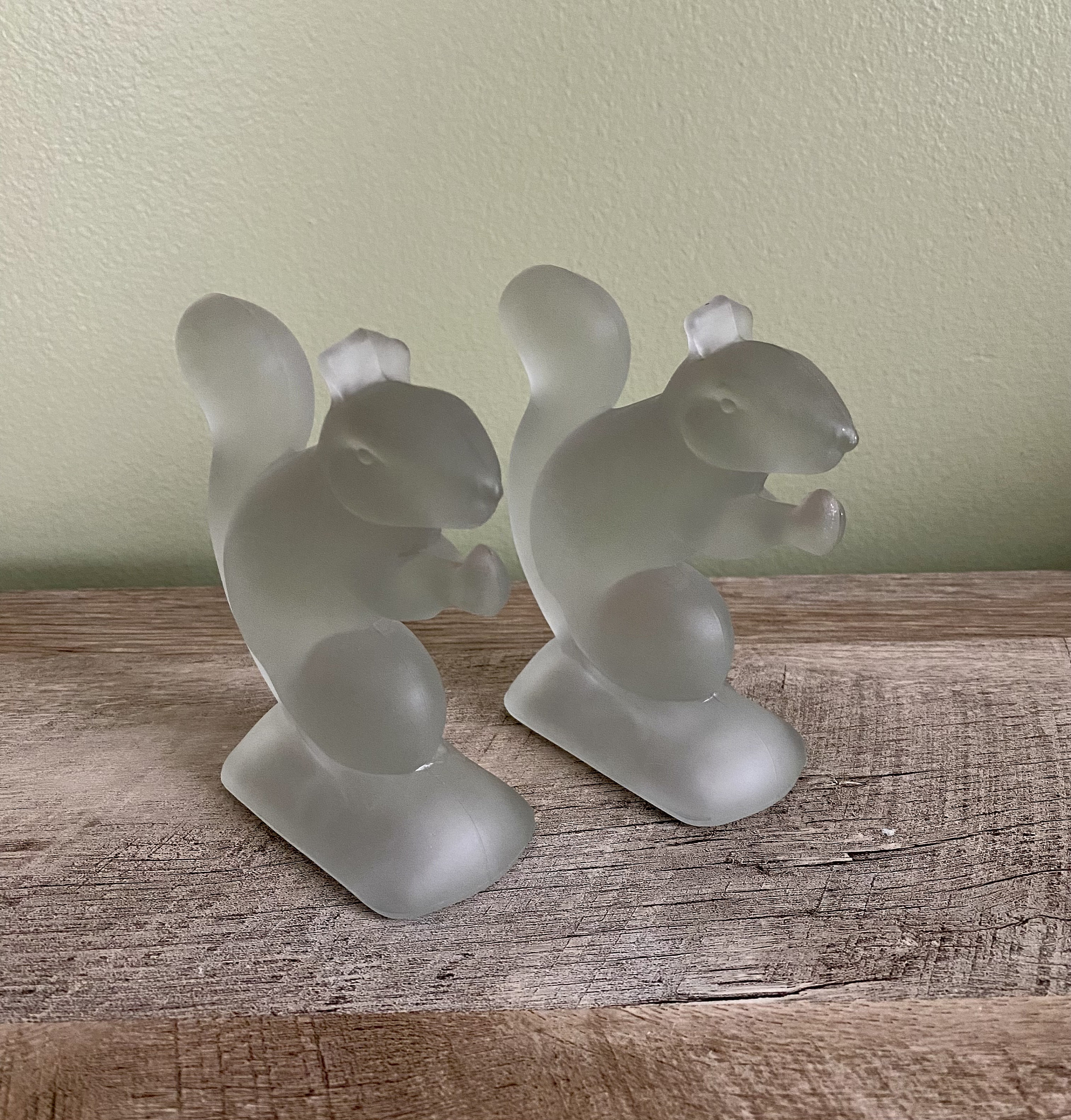 Vintage Pair Frosted Glass Squirrels Paperweights Figurines - Etsy