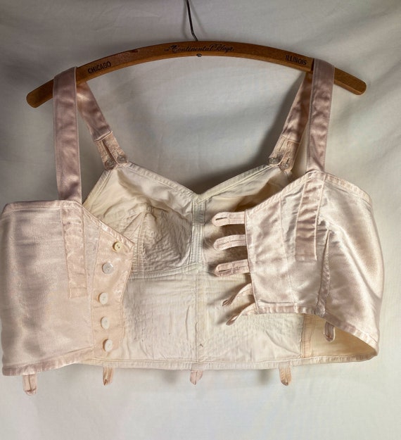 Vtg Circular Bullet Bra Pink Satin Longline Pinup But… - Gem