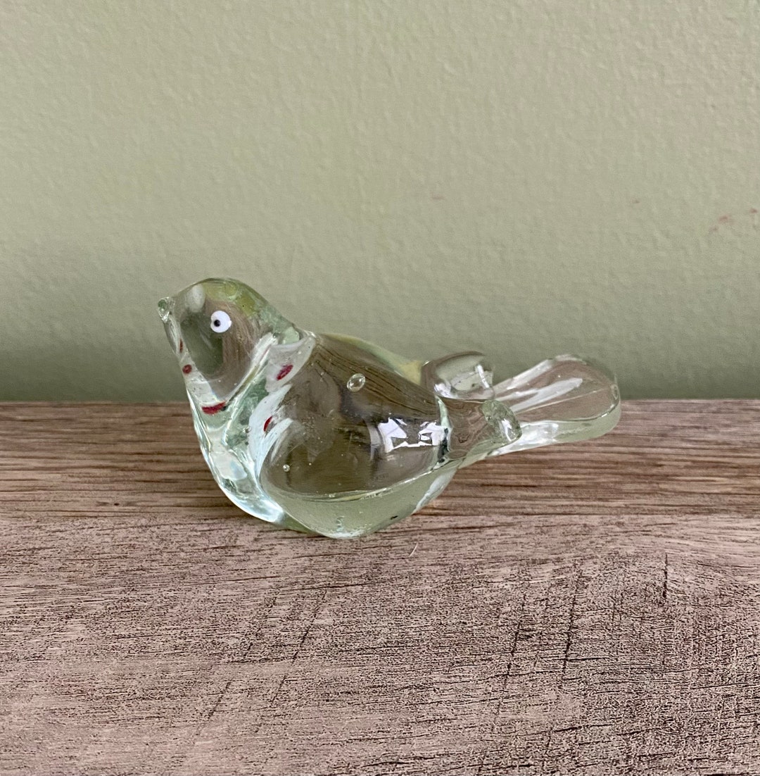 Vintage Clear Glass Bird Paper Weight Figurine - Etsy