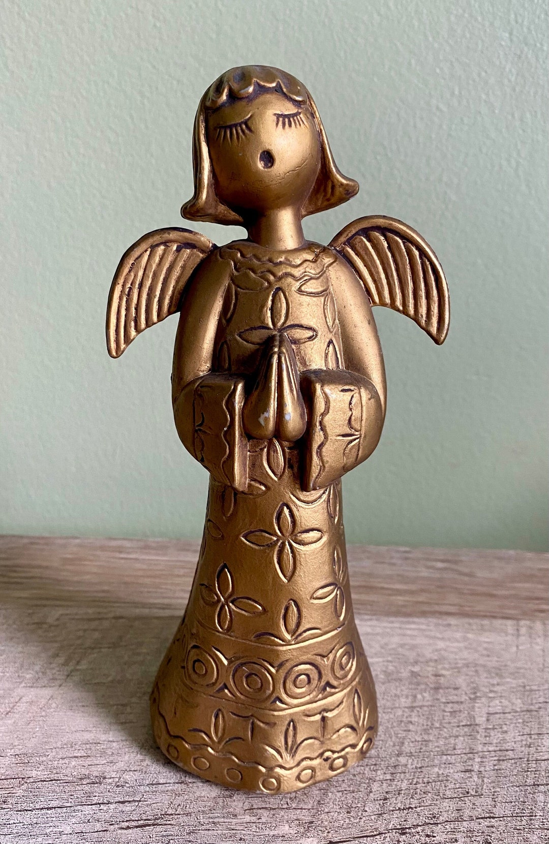 Vintage Gold Plastic Tree Topper Angel Figurine Hong Kong - Etsy