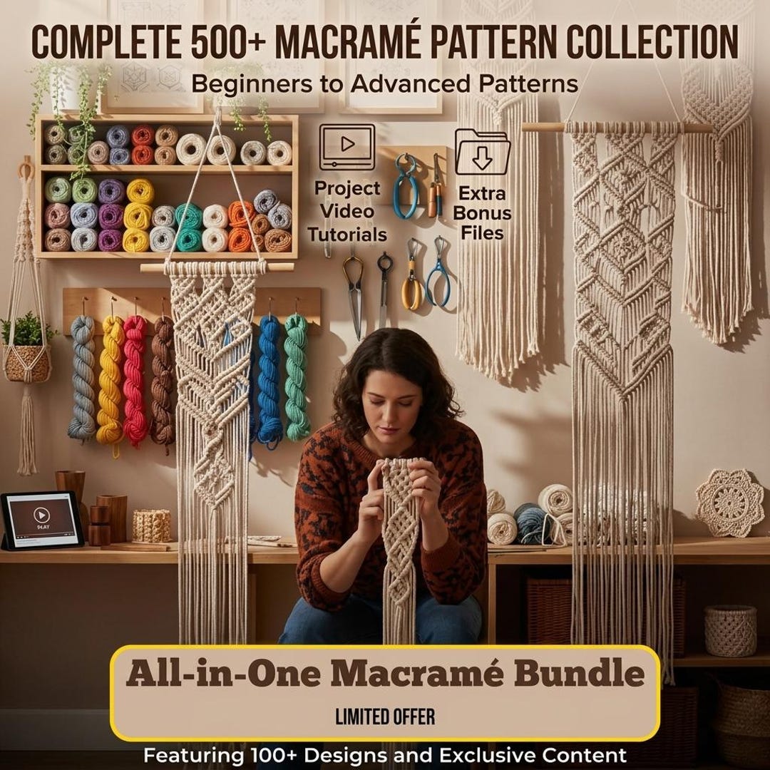 500+ Macrame Patterns Bundle | Beginner to Advanced DIY Projects ...